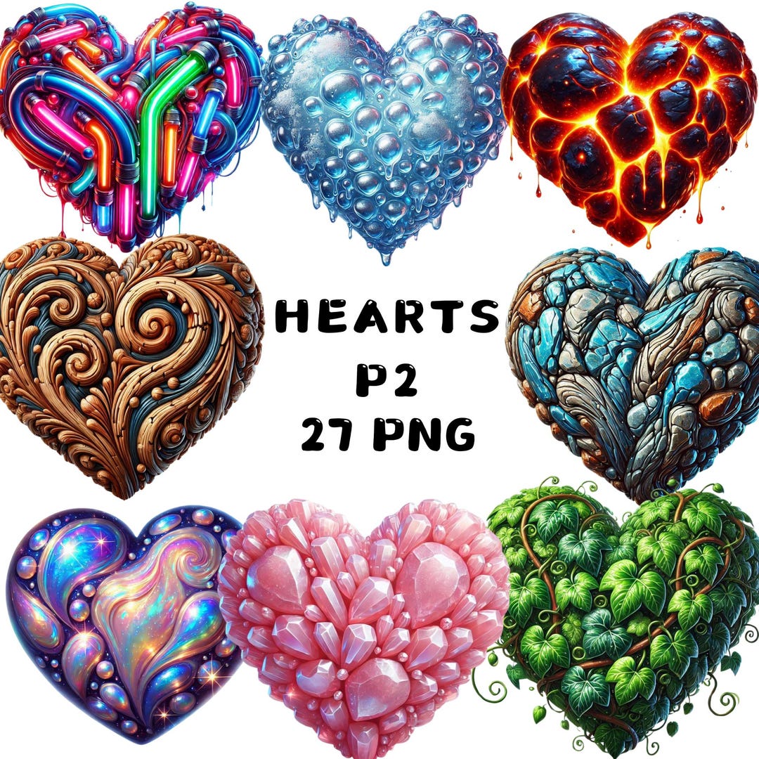 Hearts Clipart, Valentines Day PNG, Red and Pink Heart Graphics ...