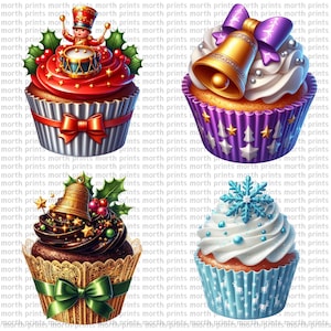40 PNG Christmas Cupcakes Clipart , Festive Cupcake Graphic, Holiday ...