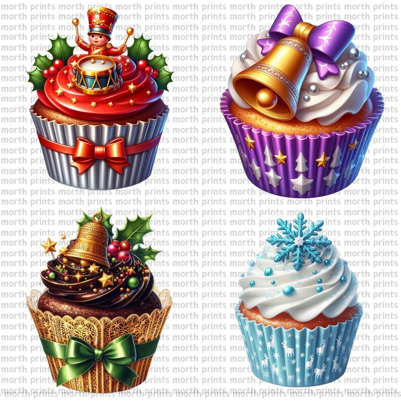 Christmas Cupcakes Clipart PNG, Festive Desserts With Sprinkles, 40 PNG ...