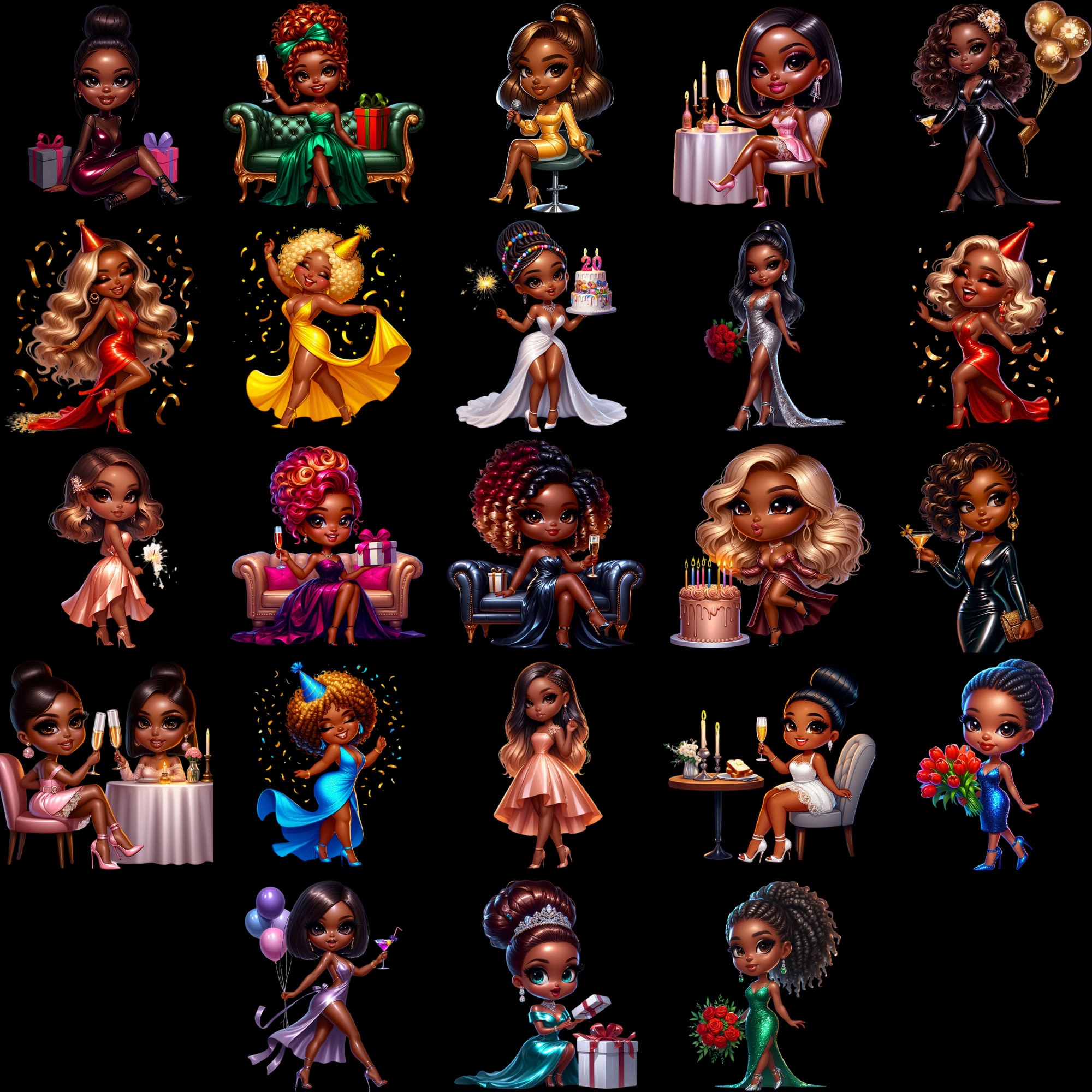 23 PNG Birthday Chibi Girls Clipart Cute Chibi Girl, Chibi Bundle ...