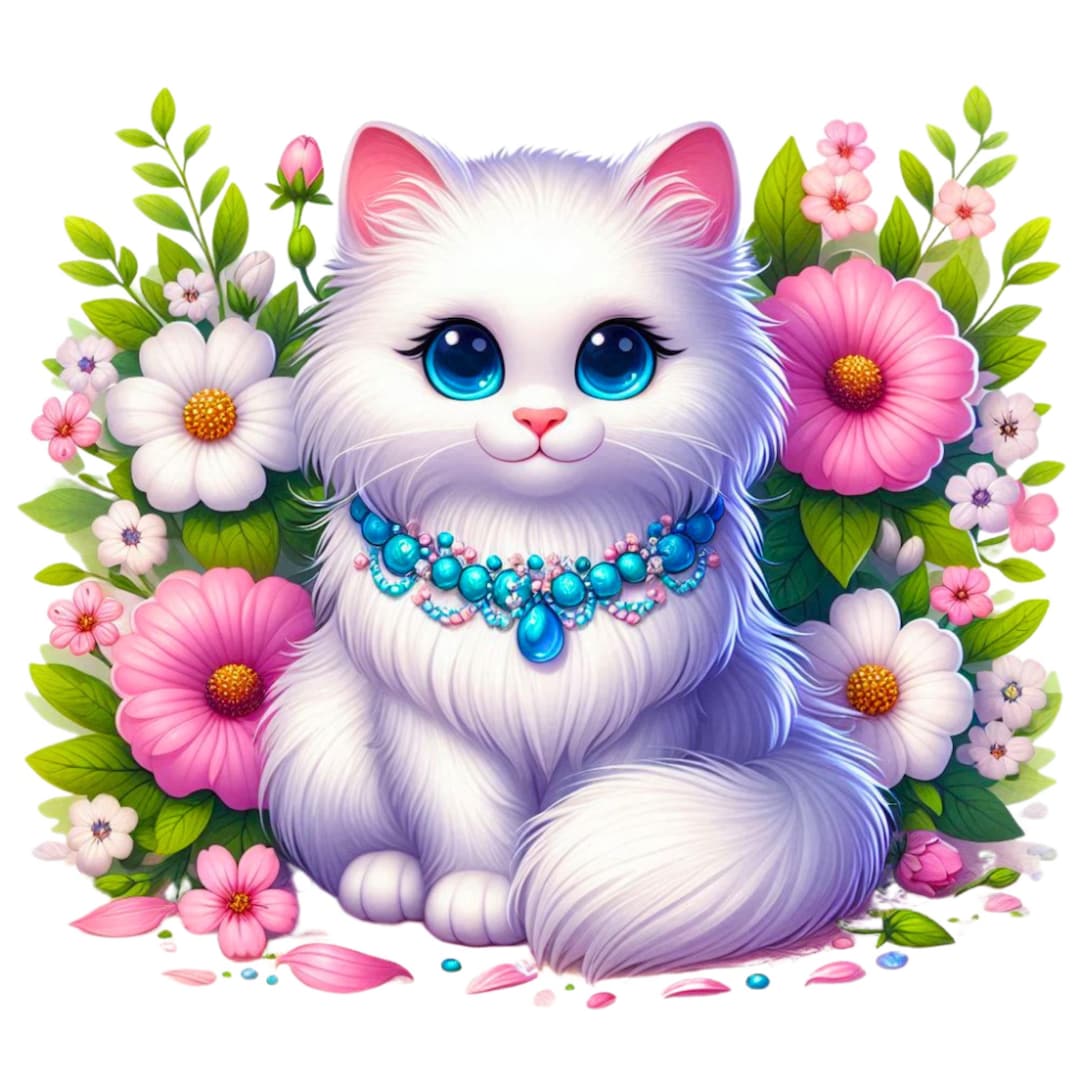 29 Floral Cats Clipart , Cute Cat , Kitten Graphics, Baby Animals ...
