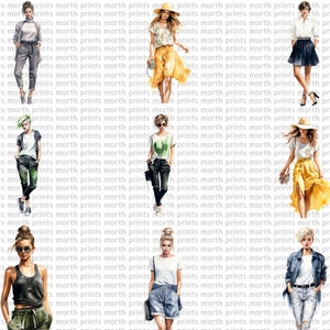 60 Watercolor Fashion Girl Clipart ,modern Fashion, Designer Handbag ...