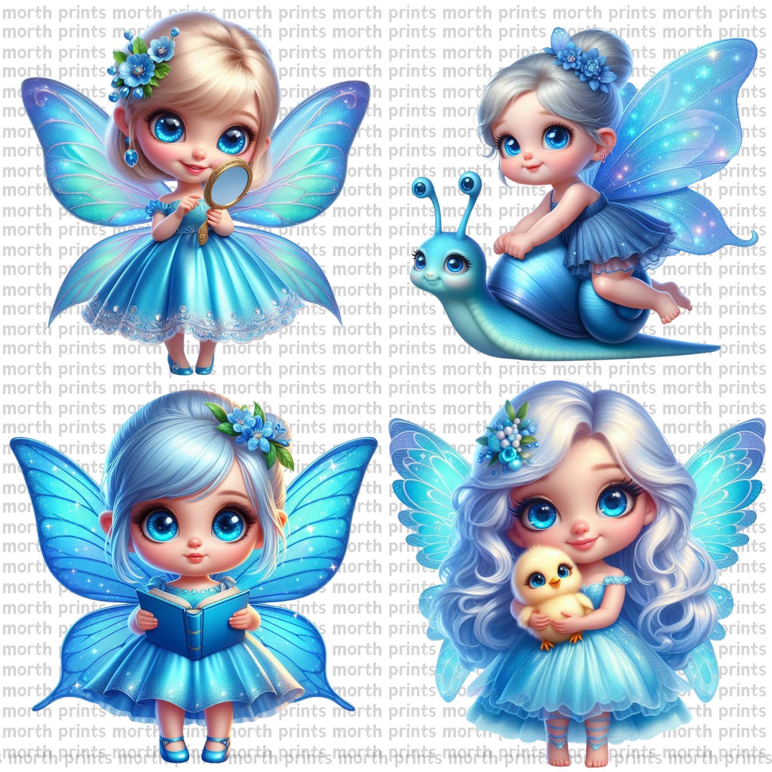 Blue Fairy Clipart PNG, Forest & Night Sky Fairies, 26 File, Magical ...