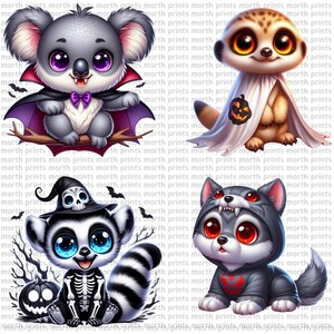 Halloween Animals Clipart PNG, Cute Ghost Cats Bats Pumpkins, Spooky ...