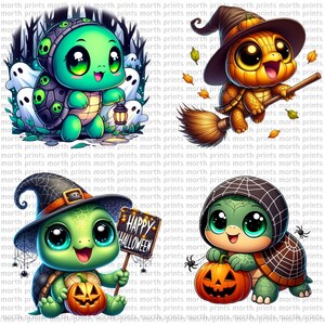 Halloween Turtle Clipart PNG, Spooky Cute Sea Turtles With Costumes, 37 ...
