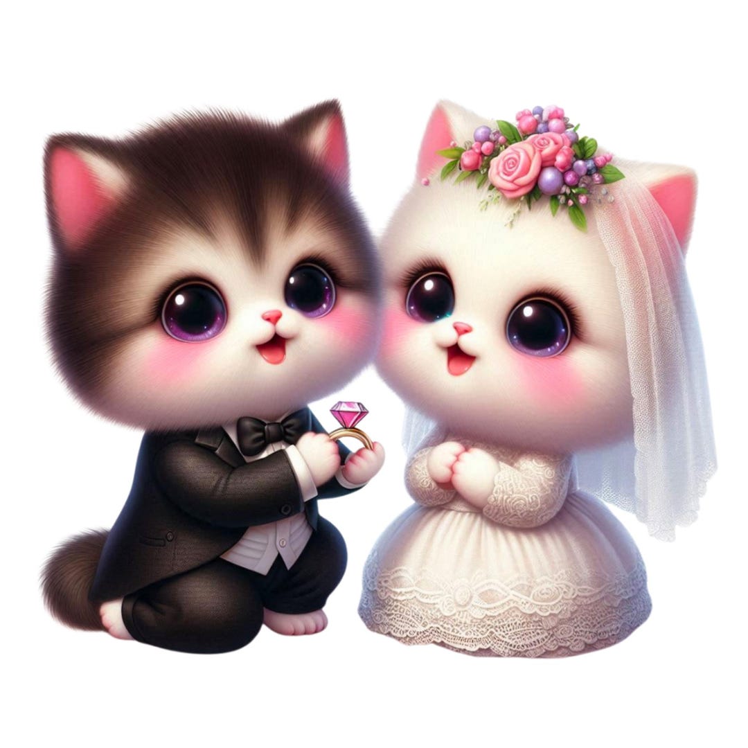 25 PNG Romantic Cat Clipart , Couple Animals, Valentines Day, Couple ...