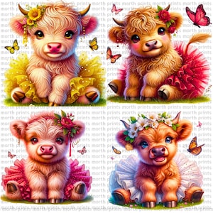 Cute Cows Clipart PNG, Highland & Baby Cow, 23 PNG Files, 300 DPI ...