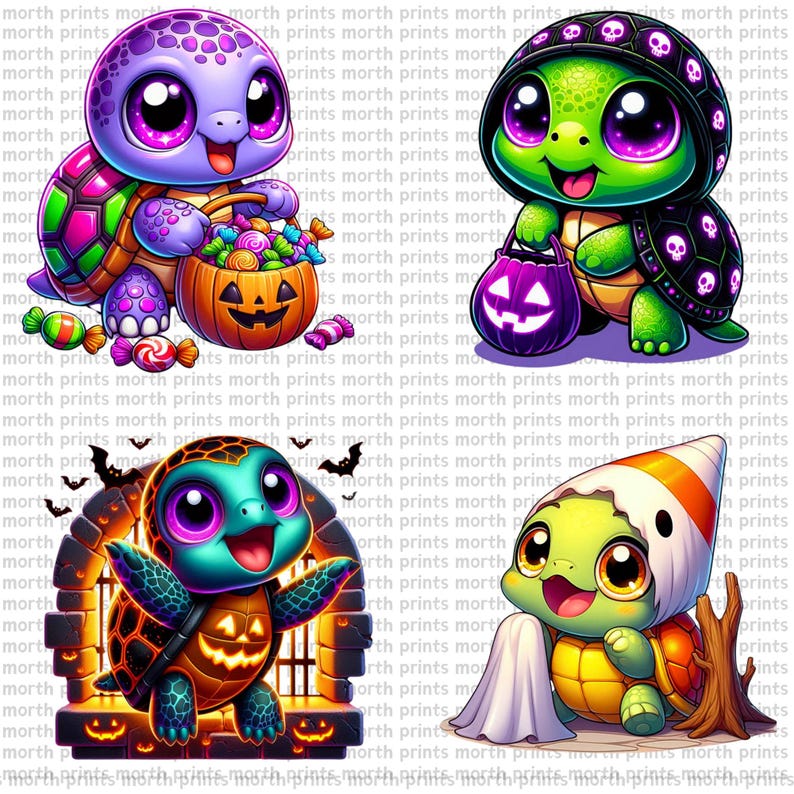 Halloween Turtle Clipart PNG, Spooky Cute Sea Turtles With Costumes, 37 ...