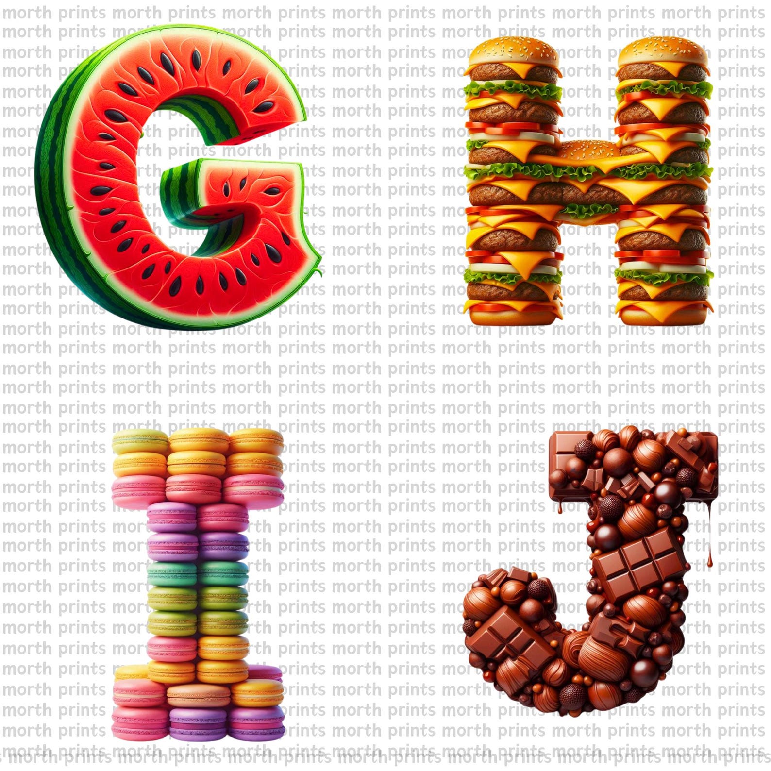 Food Alphabet Clipart PNG, Cute A–Z Letters With Fruits & Snacks, 38 ...