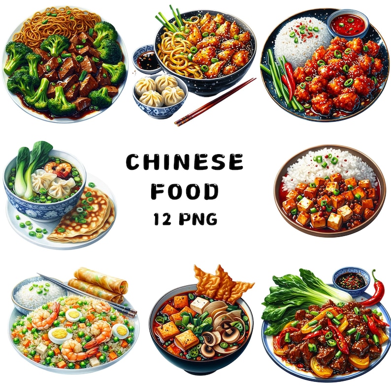 12 PNG Chinese Food Clipart Asian Food, Chinese Clipart, Illustrations ...