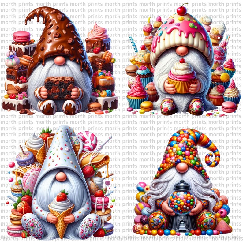 Watercolor Chocolate Gnomes Clipart PNG, Candy & Cocoa Desserts, Gnome ...