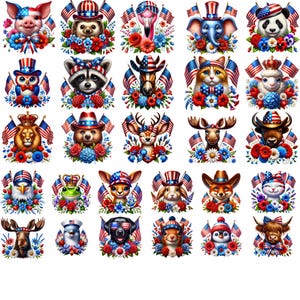 27 PNG Patriotic Animals Clipart , 4th of July Clipart, Floral Animal ...