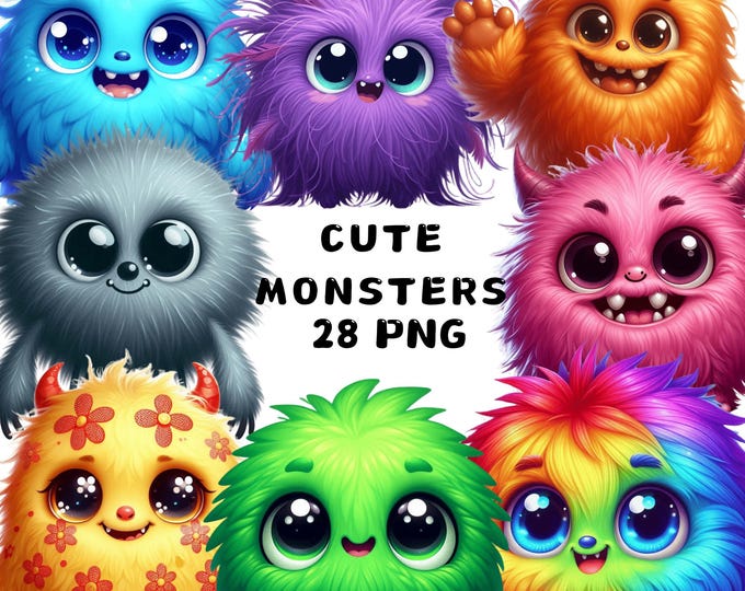 Cute Monster Friends Clipart With Watercolor Illustration - Etsy Canada