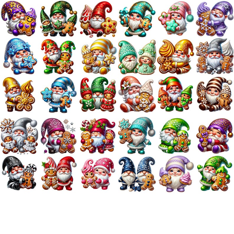 Gnome and Gingerbread Clipart, Christmas Cookie PNG, Cute Holiday Gnome ...