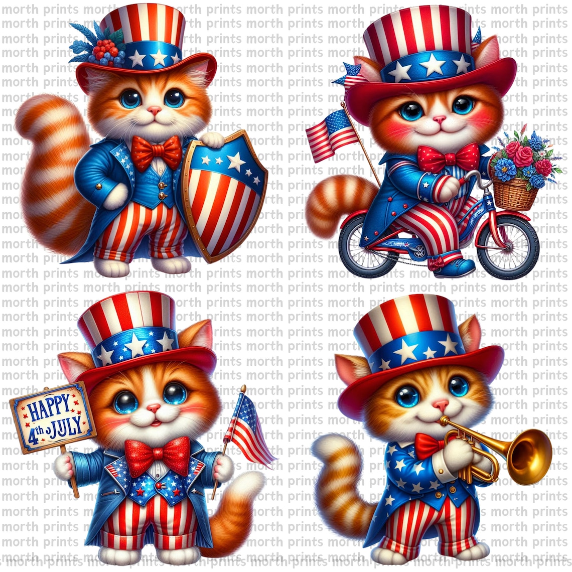 28 PNG Patriotic Cat Clipart Patriotic, USA Clipart Bundle, 4th of July ...