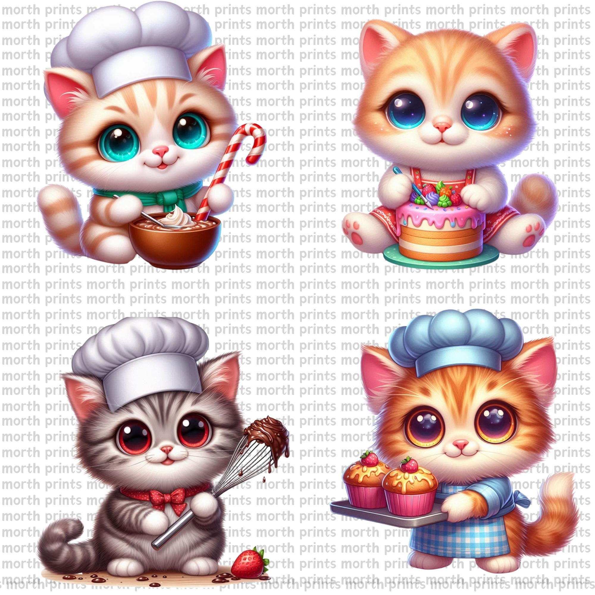 Chef Cat Clipart PNG, Kittens Cooking With Hats, Utensils & Pans, 27 ...