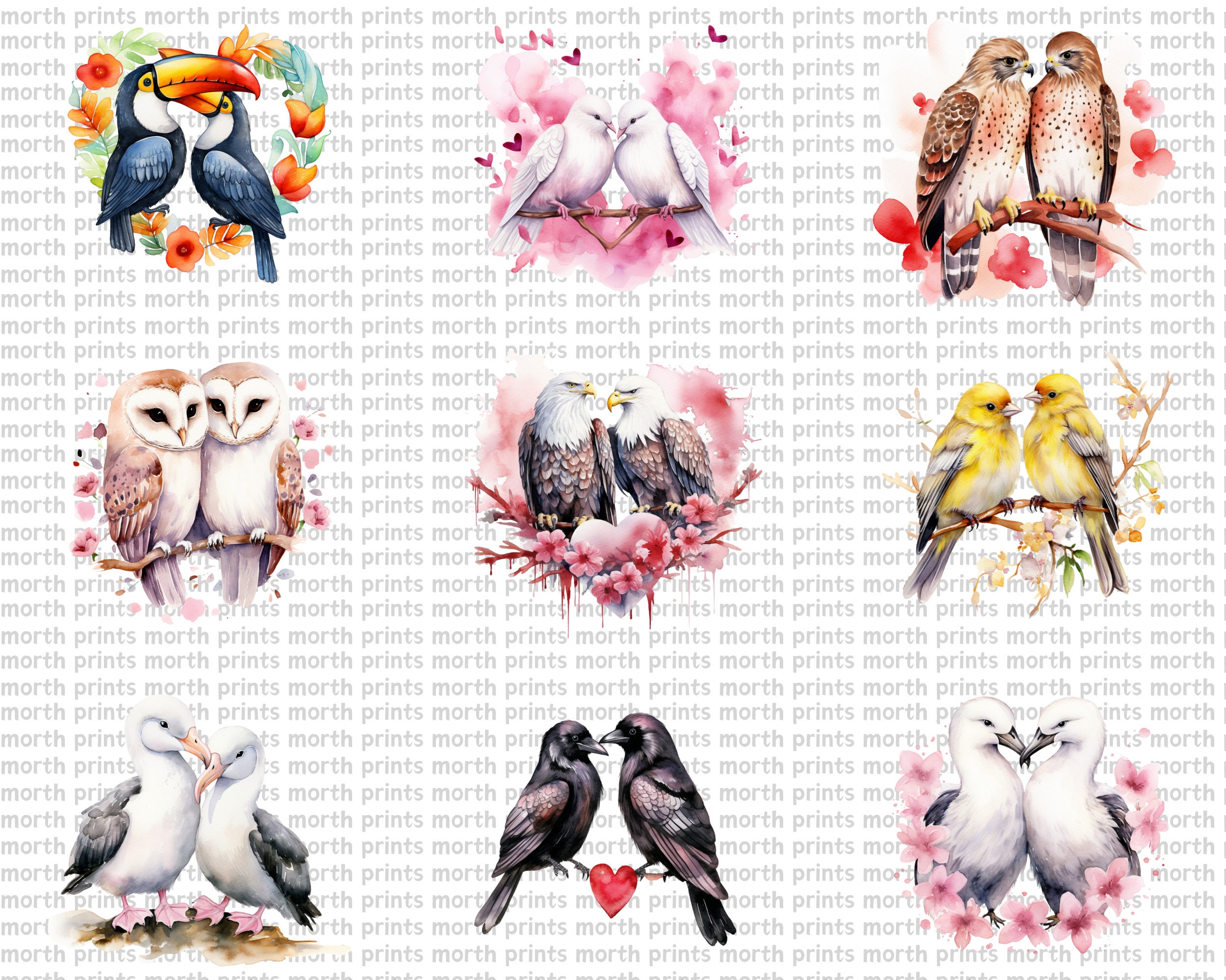 Watercolor Love Birds Clipart PNG, Valentine’s Day Lovebirds, Hearts ...