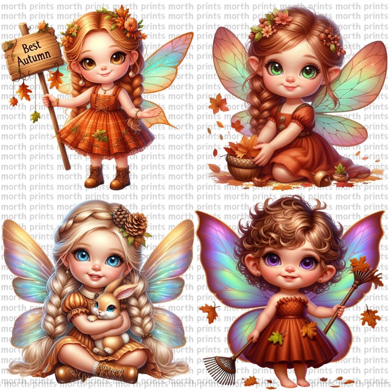 Autumn Fairy Clipart PNG, Pumpkin & Maple Leaf Fairies, 30 Files, Fall ...