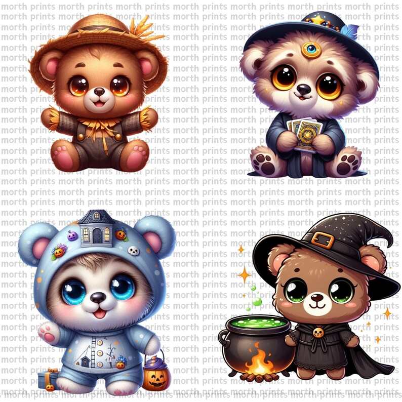 Halloween Bear Clipart PNG, Teddy Bears With Pumpkins, Ghosts ...