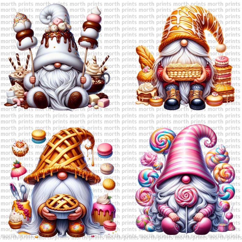 Watercolor Chocolate Gnomes Clipart PNG, Candy & Cocoa Desserts, Gnome ...