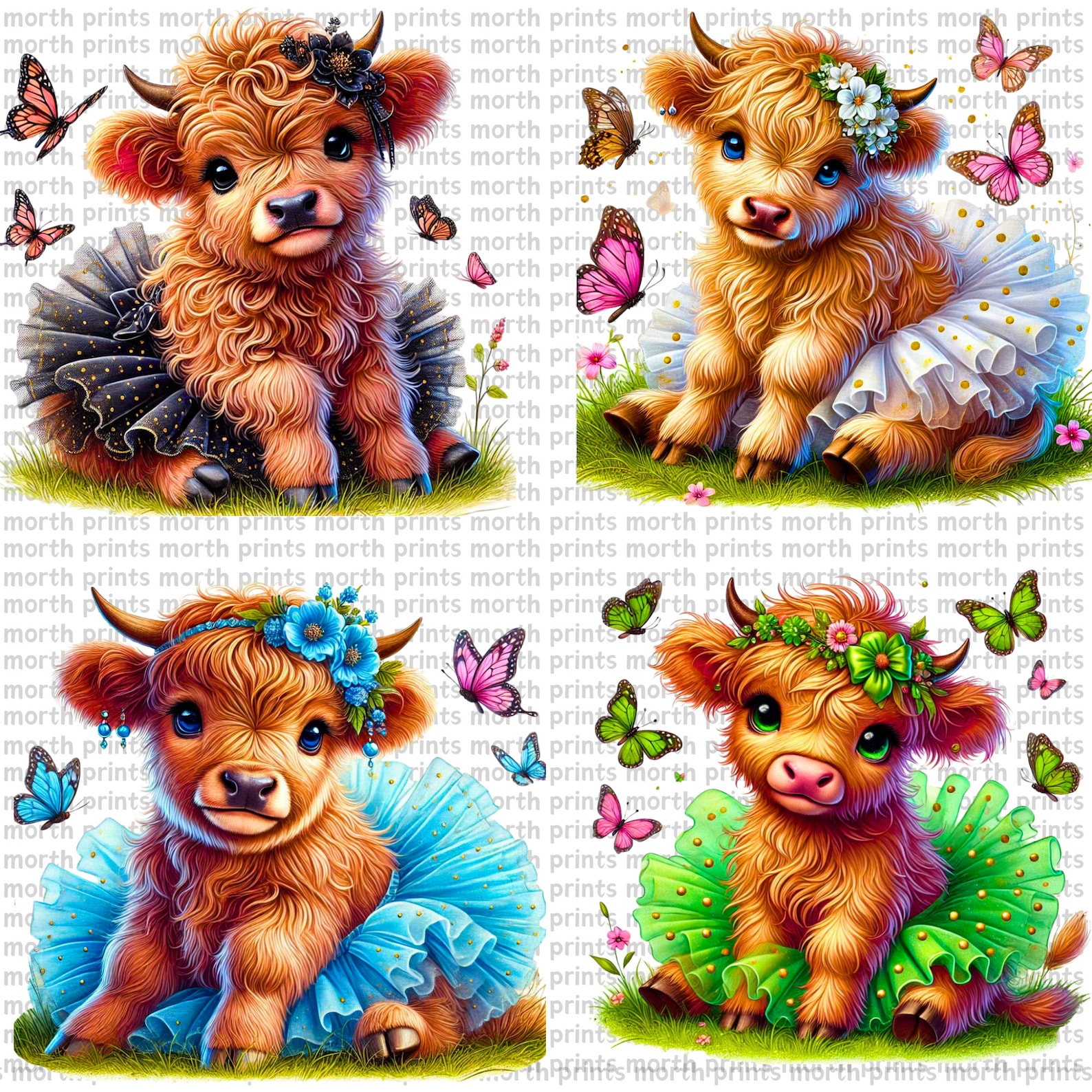 Cute Cows Clipart PNG, Highland & Baby Cow, 23 PNG Files, 300 DPI ...