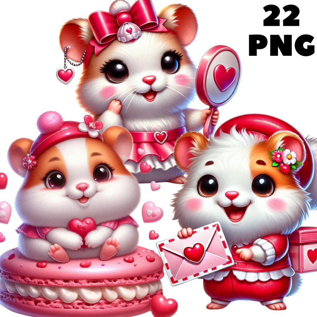 22 PNG Valentines Day Hamster Clipart, Valentines Day Clipart, Cute ...