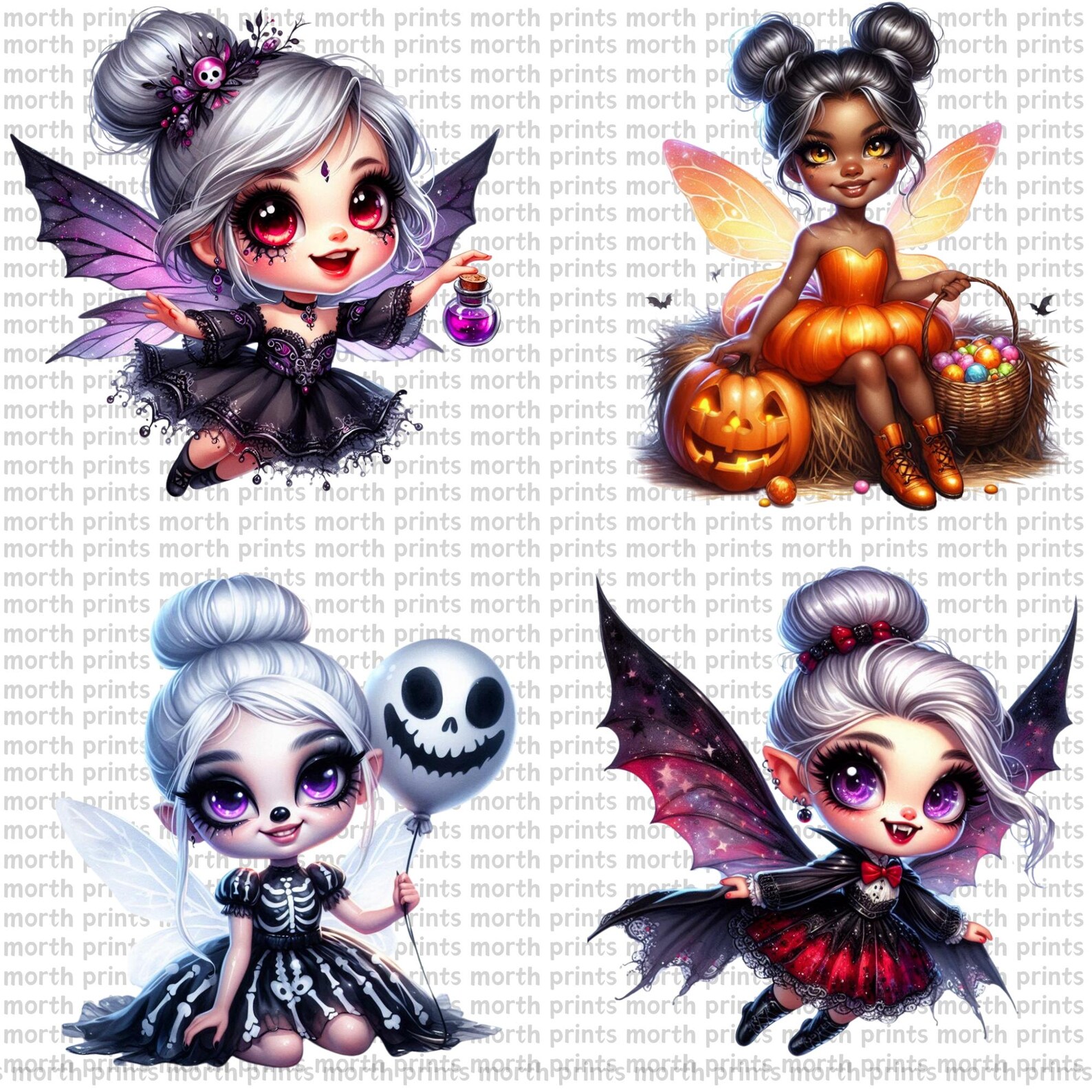 Halloween Fairy Clipart: Spooky Pumpkin Fairytale Illustrations (PNG ...