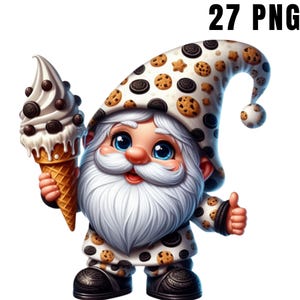 Ice Cream Gnome Clipart Bundle, Summer Gnomes PNG, Dessert Stickers for ...