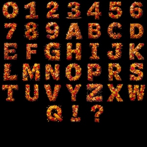 Autumn Leaves Alphabet Clipart PNG, Fall Foliage A–Z Letters ...