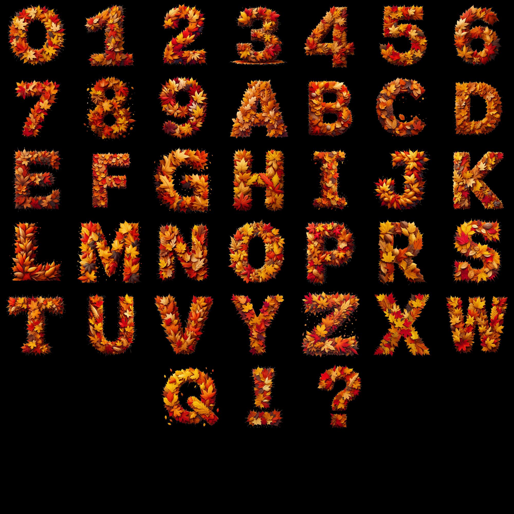Autumn Leaves Alphabet Clipart PNG, Fall Foliage A–Z Letters ...