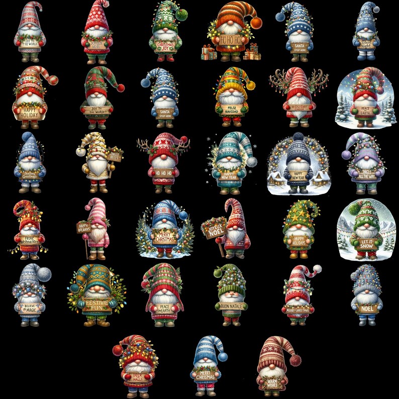 Christmas Gnome Clipart PNG, Cute Scandinavian Gonk Gnomes, 33 PNG, 300 ...