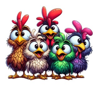 Funny Chicken Clipart, Quirky Farm Animal PNG for Shirts, Stickers ...