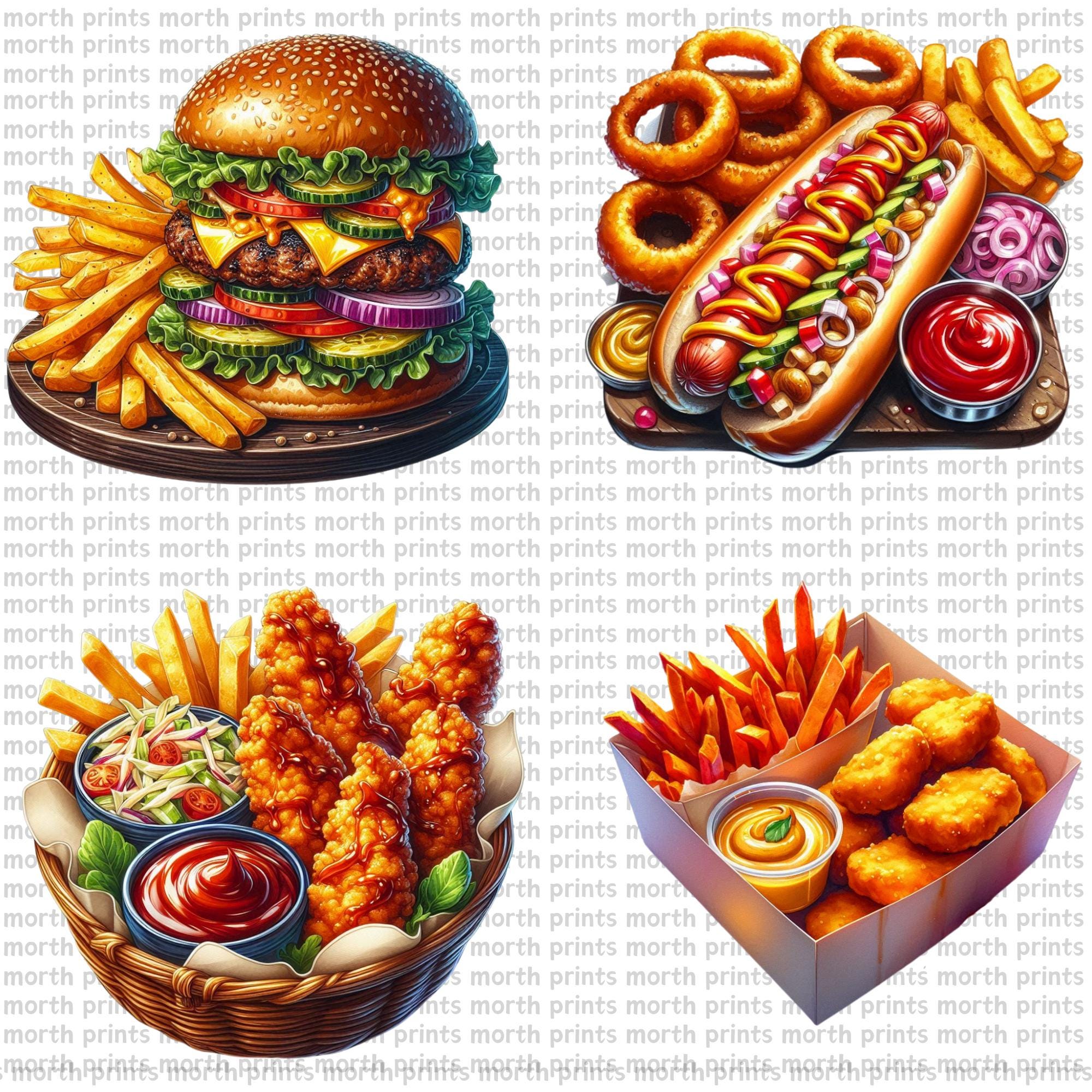 Fast Food Clipart PNG, Pizza, Burger, Fries & Soda, 14 PNG File, Tasty ...