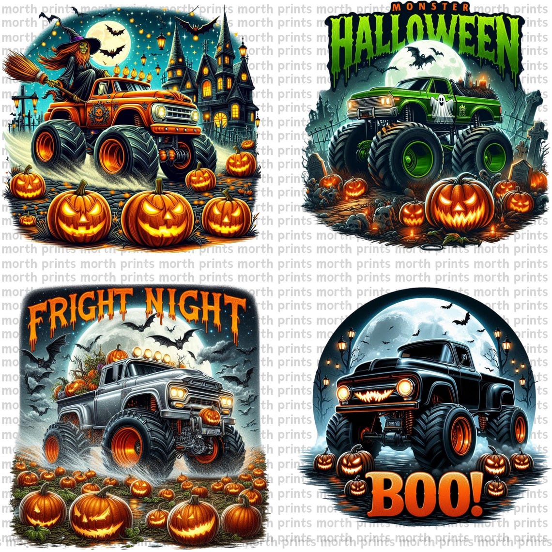 Halloween Monster Truck Clipart, Spooky Truck PNG Images, Pumpkin Ghost ...