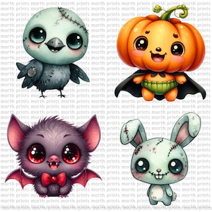 36 PNG Cute Halloween Clipar, Halloween Clipart Bundle, Cute Ghost ...