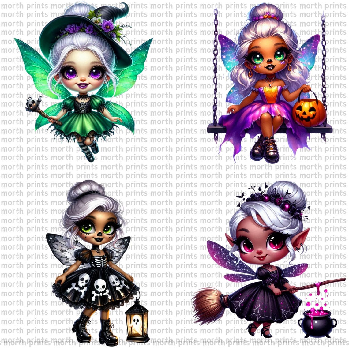 Halloween Fairy Clipart: Spooky Pumpkin Fairytale Illustrations (PNG ...