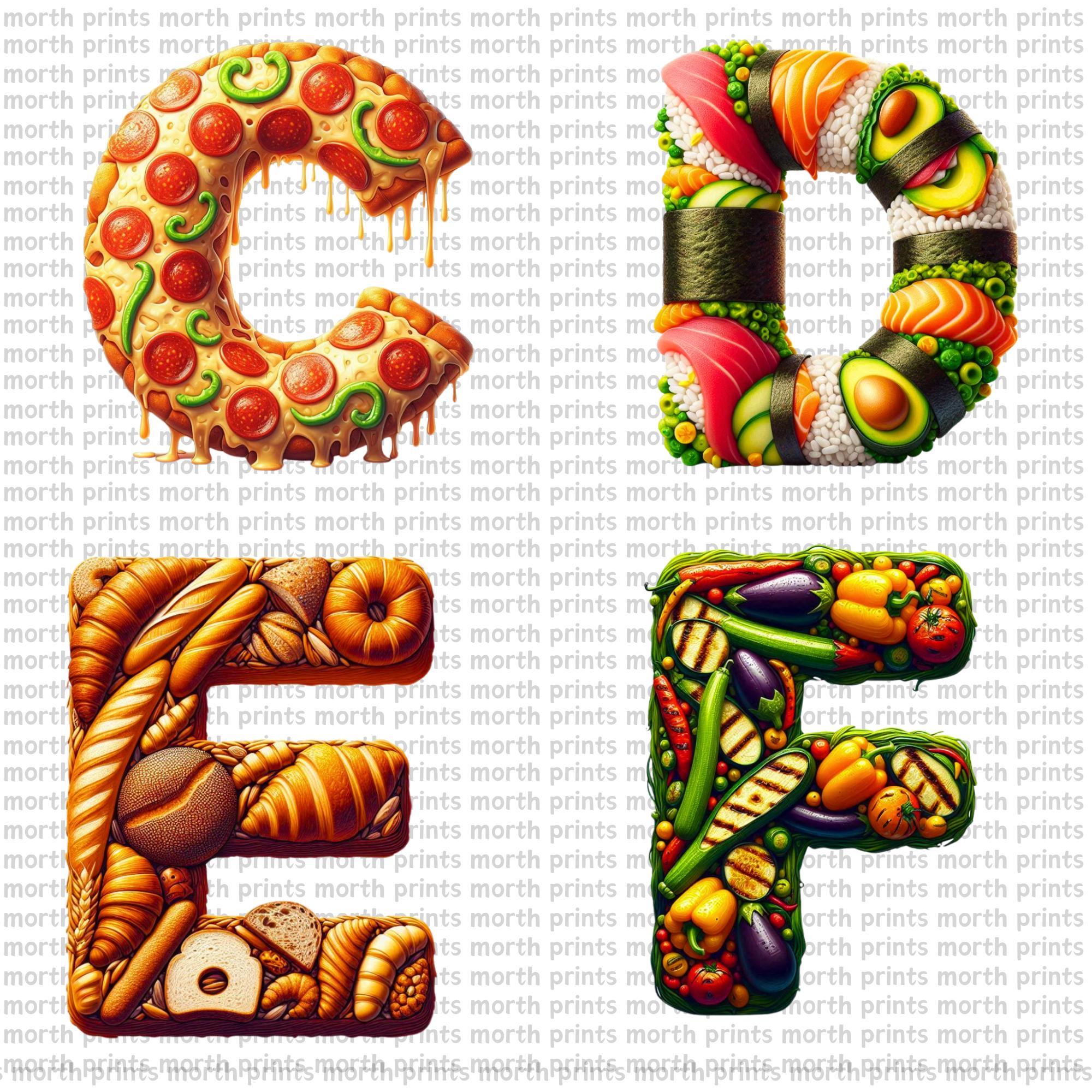 Food Alphabet Clipart PNG, Cute A–Z Letters With Fruits & Snacks, 38 ...