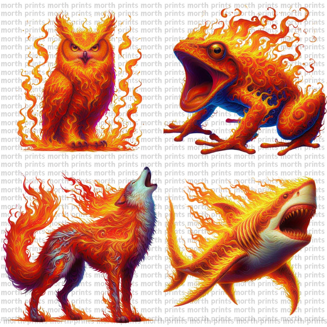 Fiery Animals Clipart PNG, Lion, Tiger, Snake & Bear With Flames ...