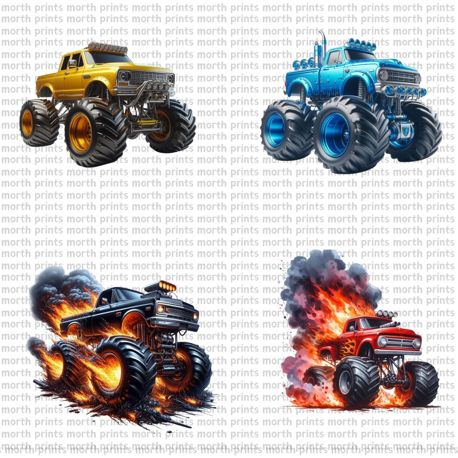 Monster Truck Clipart, Racing Truck PNG Sublimation, Extreme Vehicle ...