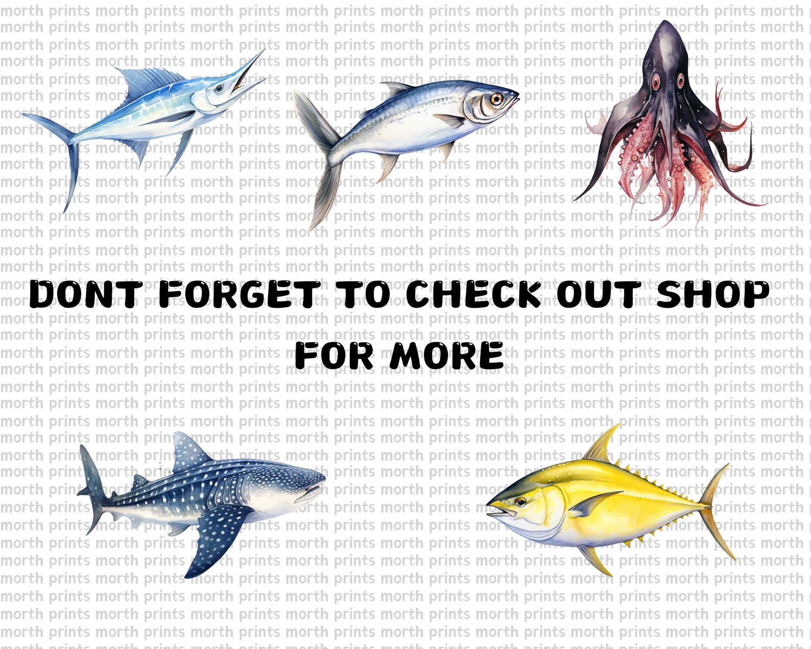 Watercolor Sea Life Clipart, Ocean Animals, Fish Whale Dolphin Turtle ...