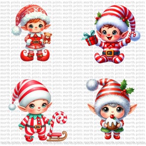 Christmas Elf Clipart PNG, Santa’s Helpers With Gifts & Lights, 37 PNG ...