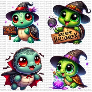 Halloween Turtle Clipart PNG, Spooky Cute Sea Turtles With Costumes, 37 ...