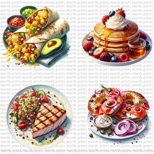 Breakfast Food Clipart PNG, Eggs, Pancakes, Toast & Coffee, 14 PNG ...