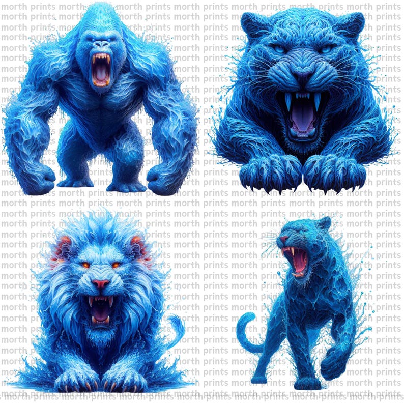 Mystic Animals Clipart PNG, Lion, Snake & Tiger With Magic Auras ...