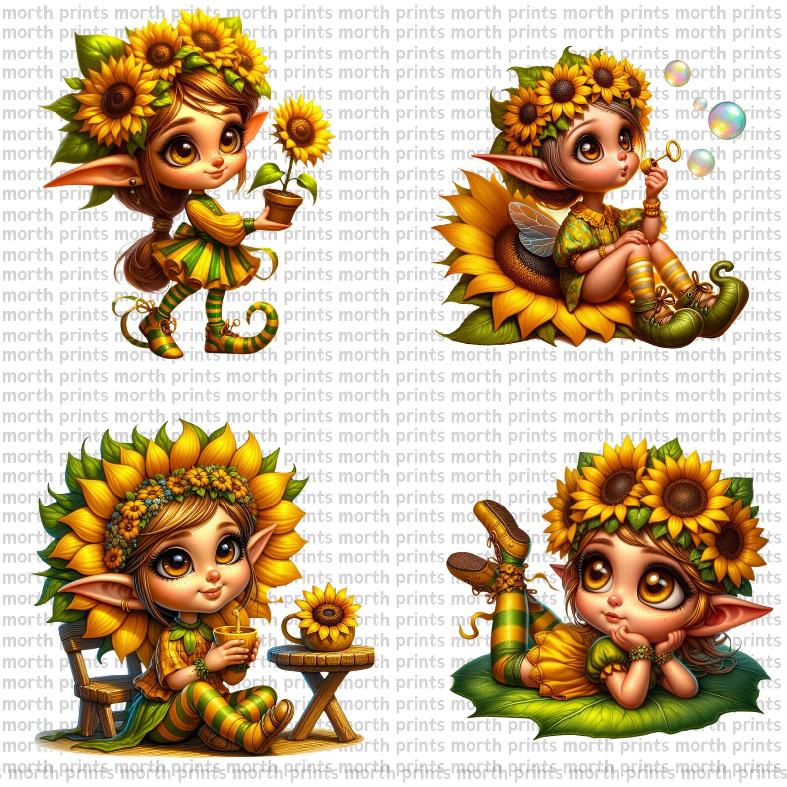 27 PNG Sunflower Elves Clipart Flower Elves Clipart PNG, Cute Fantasy ...
