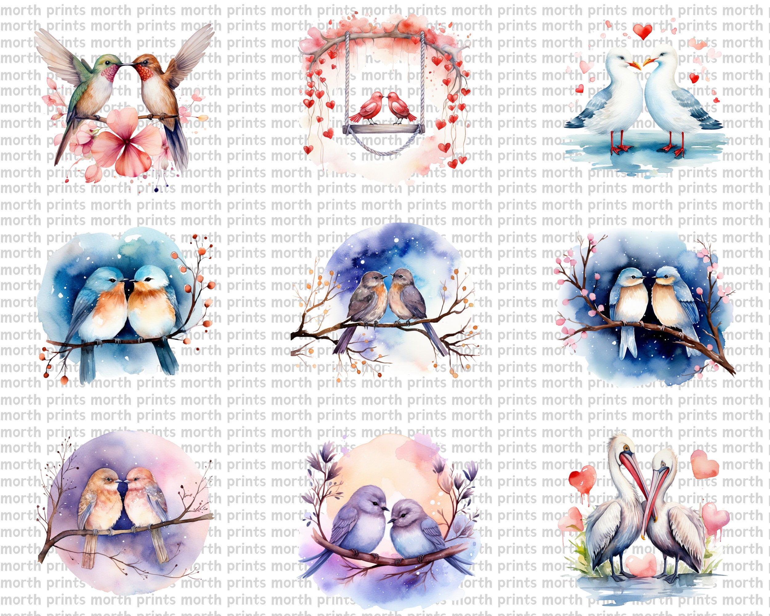 Watercolor Love Birds Clipart PNG, Valentine’s Day Lovebirds, Hearts ...