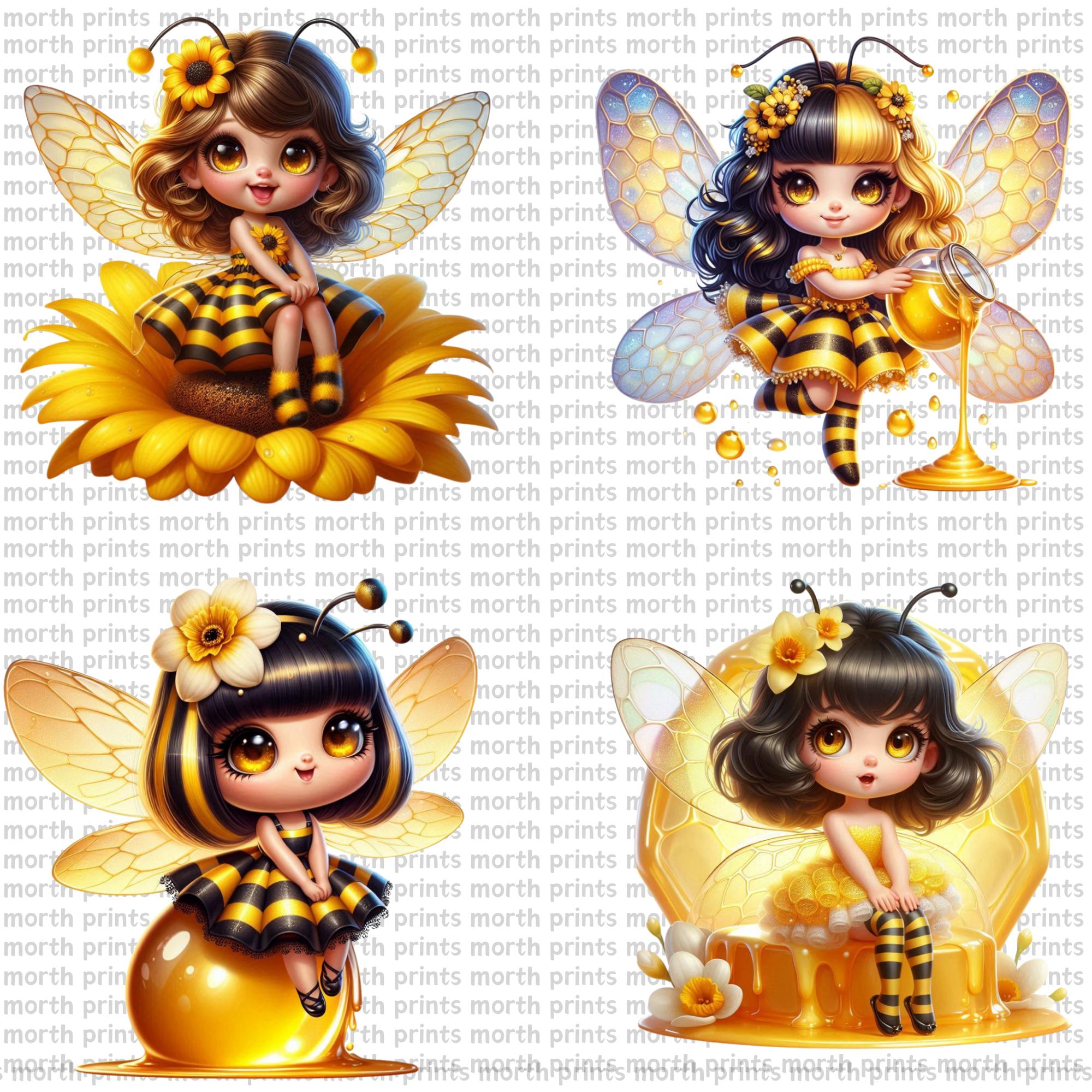 Honey Bee Fairy Clipart PNG, Cute Bumblebee Fairies With Flowers, 22 ...