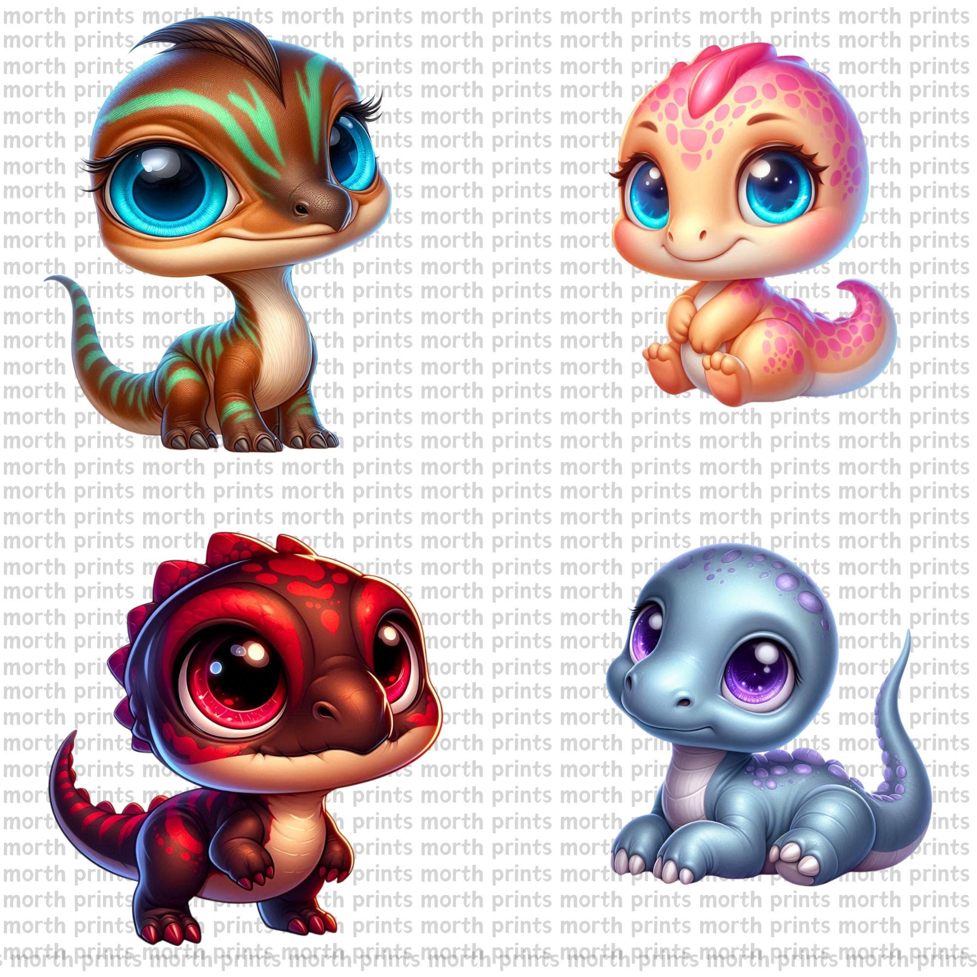 Baby Dinosaurs Clipart PNG, Cute Cartoon Dino Nursery Set, 16 PNG ...