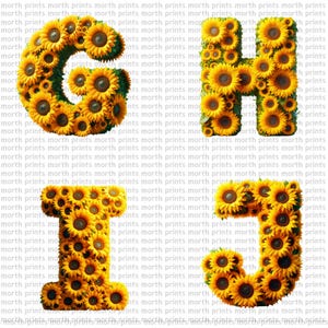 38 PNG Sunflower Alphabet Clipart , Alphabet PNG, Floral Clipart ...