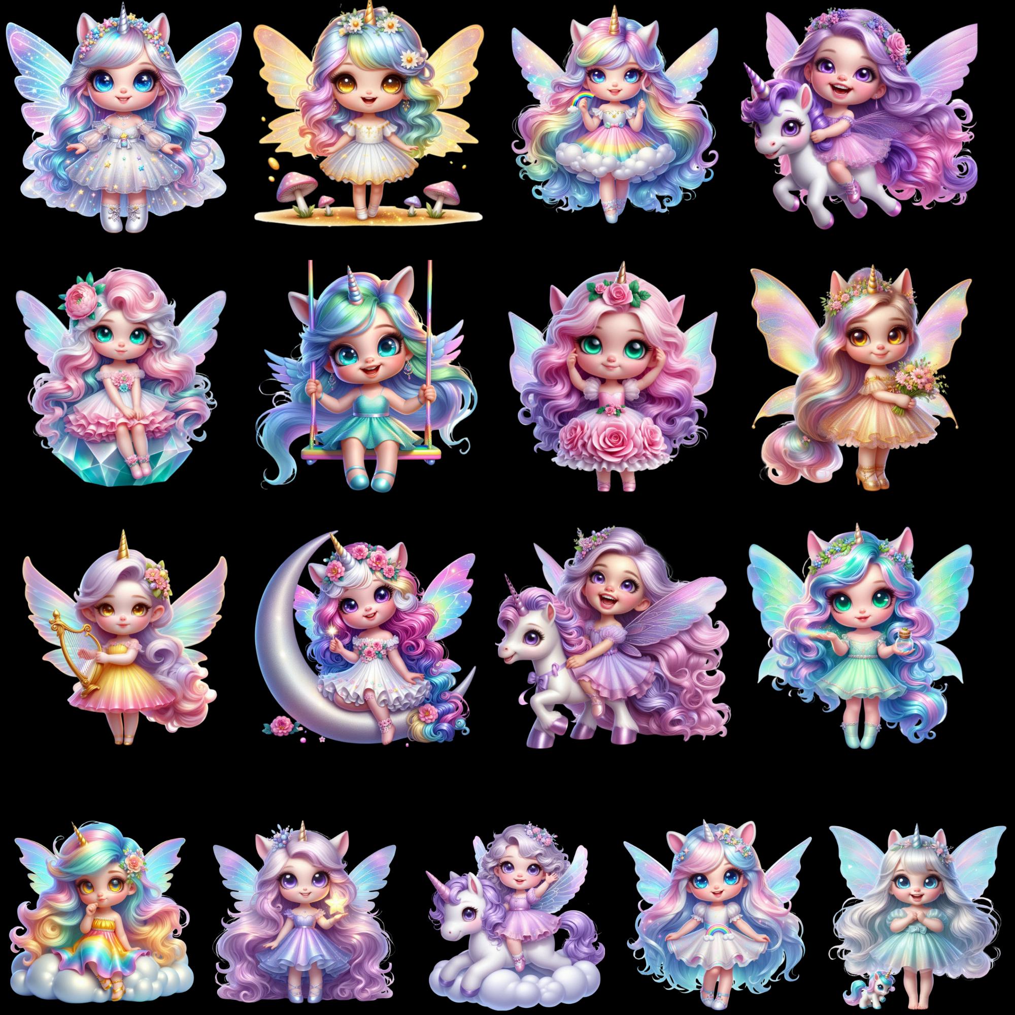 Unicorn Fairy Clipart PNG, Cute Magical Fairy & Baby Unicorn Art ...